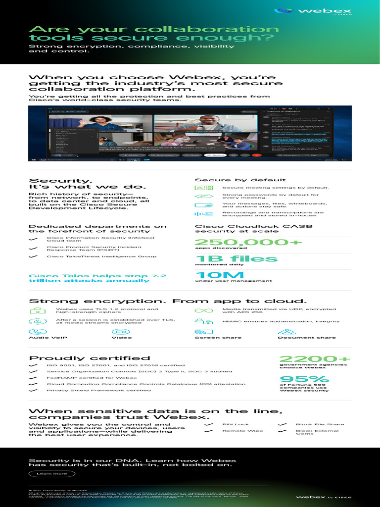 Cisco Webex Security Infographic | Download Free PDF | Encryption ...