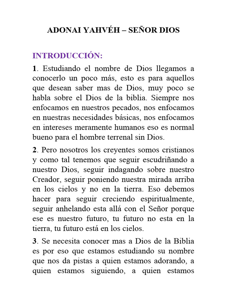Adonai Yahvéh - Señor Dios | PDF | Dios | Tetragrammaton