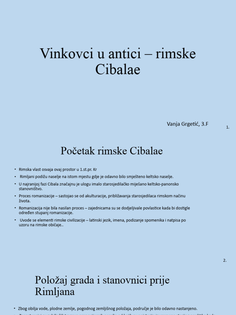 Vinkovci U Antici - Rimske Cibalae | PDF