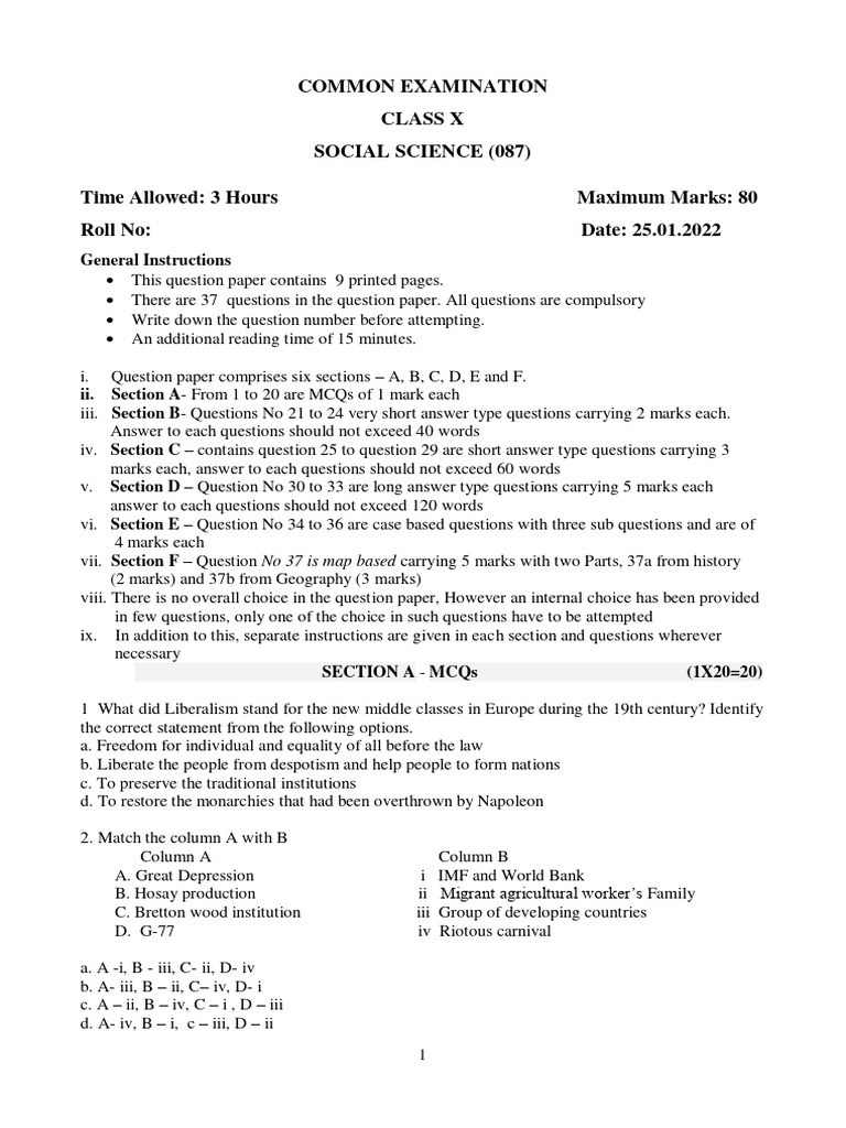 Class X SST Exam Paper Overview | PDF | Waste Management | Interest