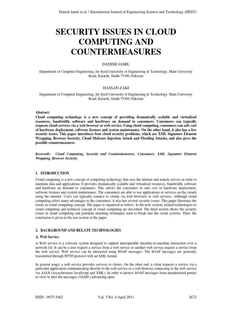 Security Issues in Cloud Computing and Countermeas | PDF | Cloud Computing | World Wide Web
