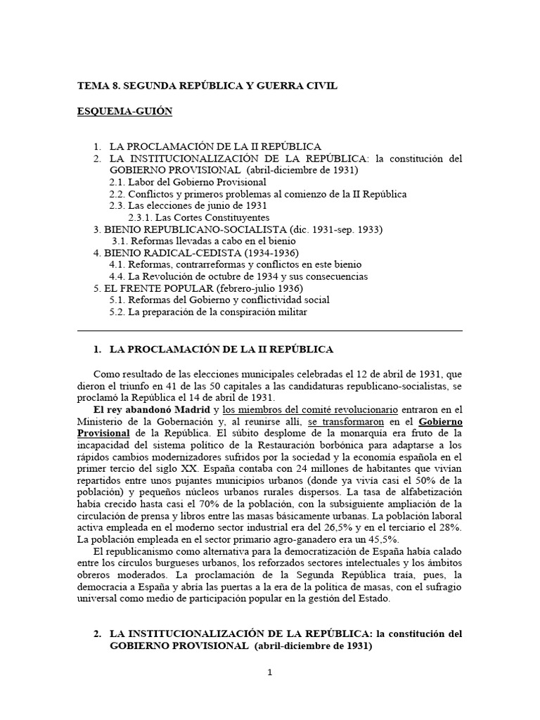 Segunda República y Guerra Civil en España | PDF | España | guerra ...