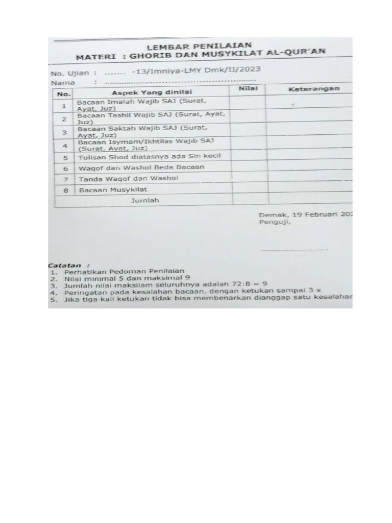 Materi Ujian TPQ 2023 | PDF