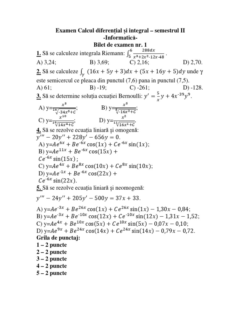 Examen Analiza Matematica 2 Bilete de Examen | PDF