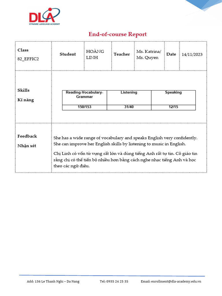 End-Of-Course Report - EFIC2-BASIC - Final | PDF
