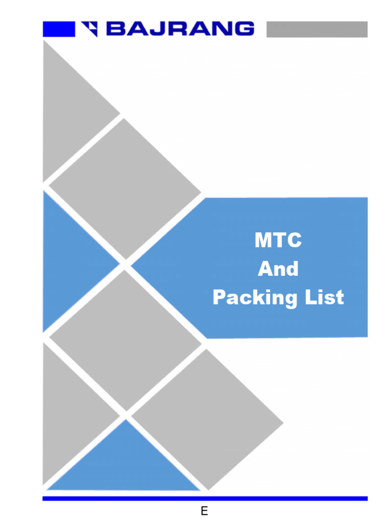 MTC and Packing List | PDF | Quality Assurance | Materials
