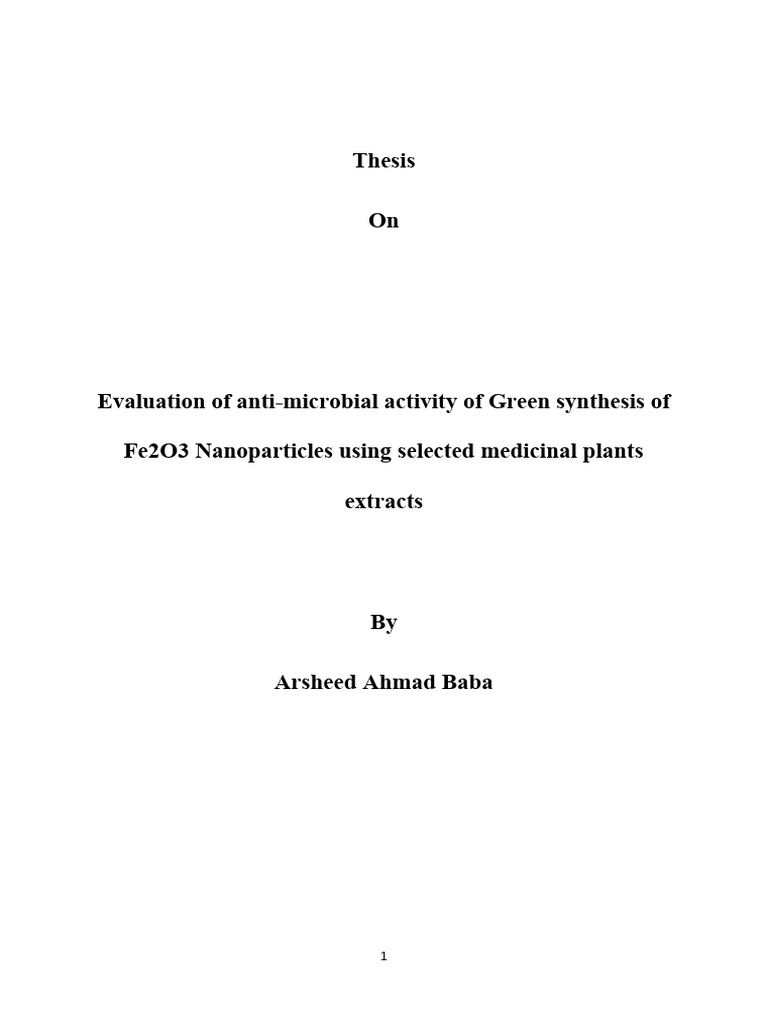 Evaluation of Anti - Microbial Activity of Green Synthesis of Fe2O3 Nanoparticles Using Selected ...