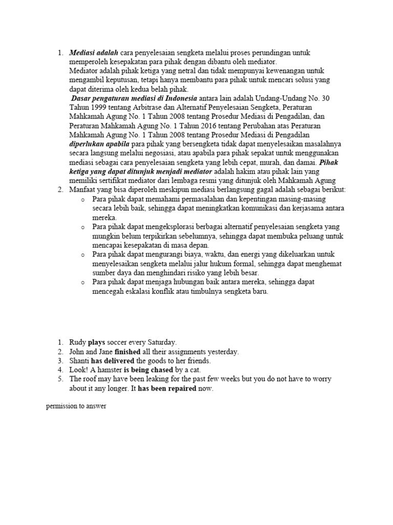 Mediasi Adalah Cara Penyelesaian Sengketa Melalui Proses Perundingan ...
