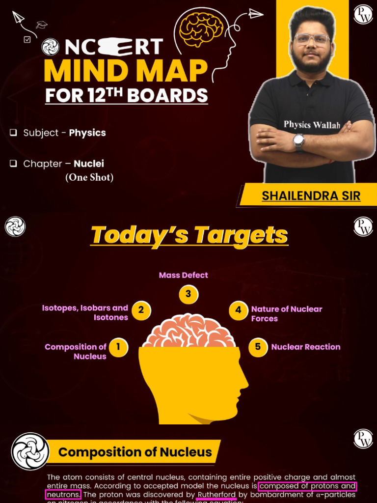 Nuclei (One Shot) - Class Notes - Class 12th Mind Map | PDF