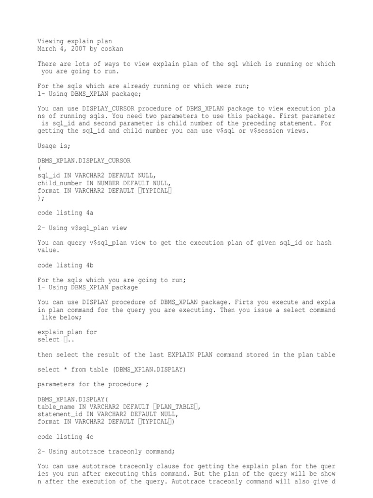 Explain Plan | PDF