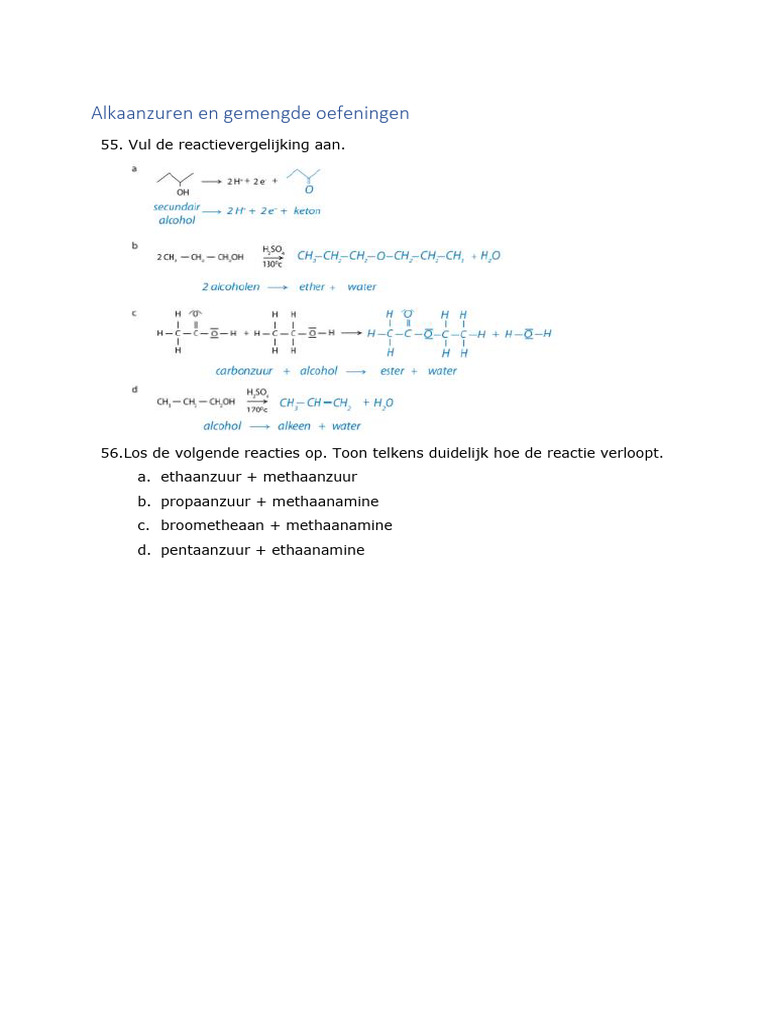 Oefeningencursus Semester 2 Oplossingen Alkaanzuren en Gemengde ...