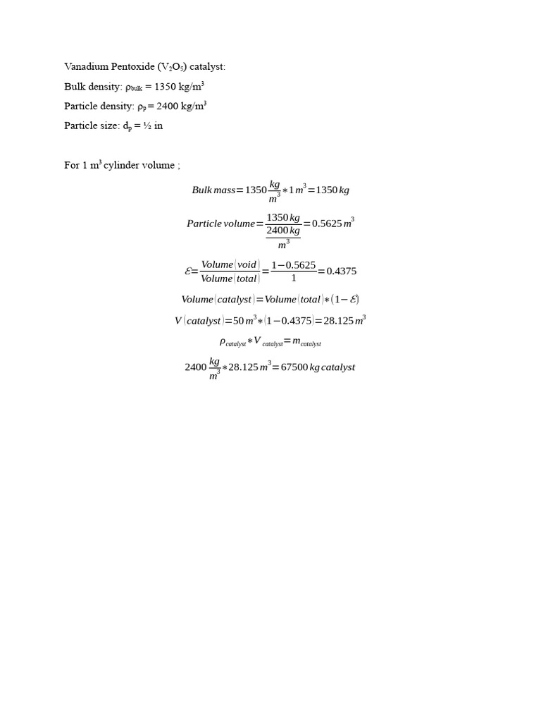 Catalyst Density and Volume Analysis | PDF