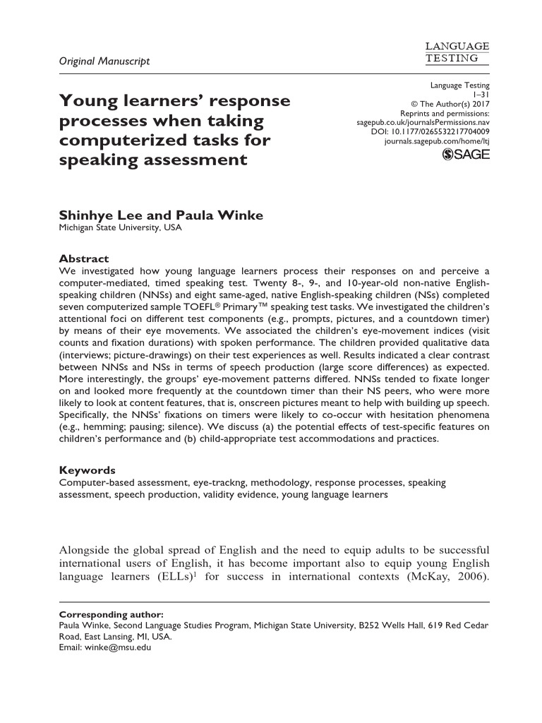 Toefl Junior Ref 1 | PDF | Anxiety | Cognition