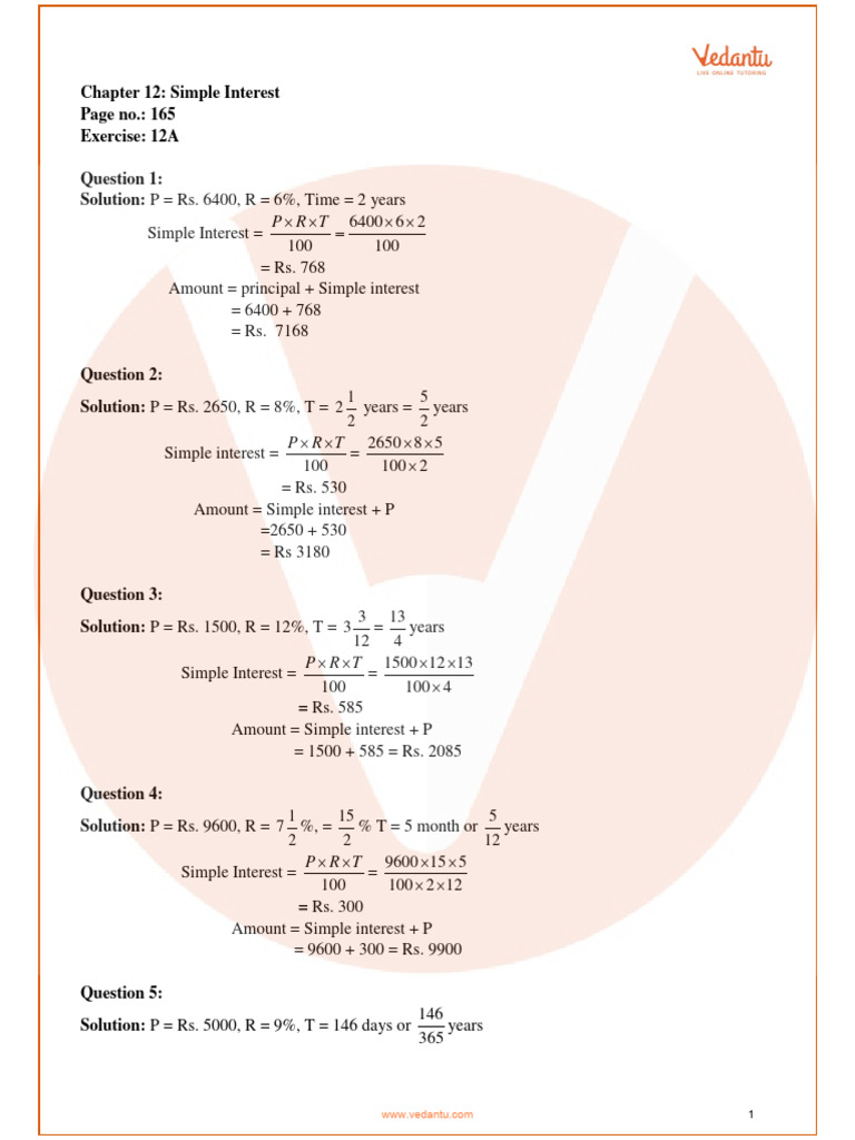 RS Aggarwal Solutions Class 7 Chapter-12 Simple Interest (Ex 12B ...