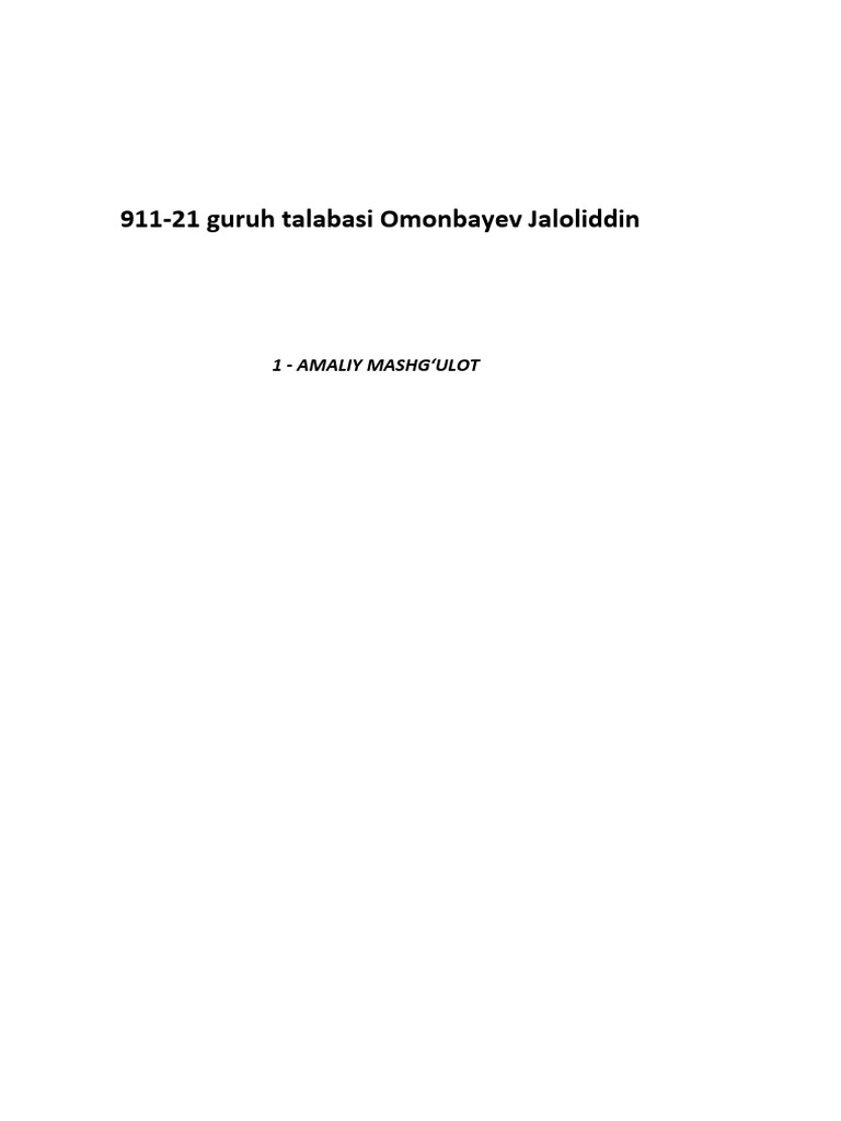 1 Amaliyot | PDF