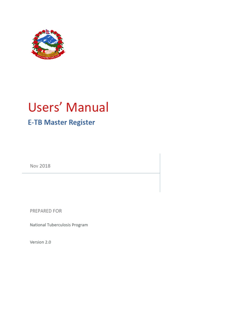 E-TB Master Register User Manual | PDF