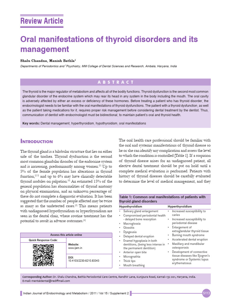 Oral Manifestations of Hypothyroidism | PDF | Thyroid | Thyroid Disease