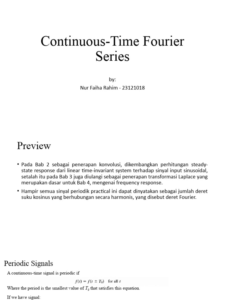 Continuous Time Fourier Series Download Free Pdf Fourier Series