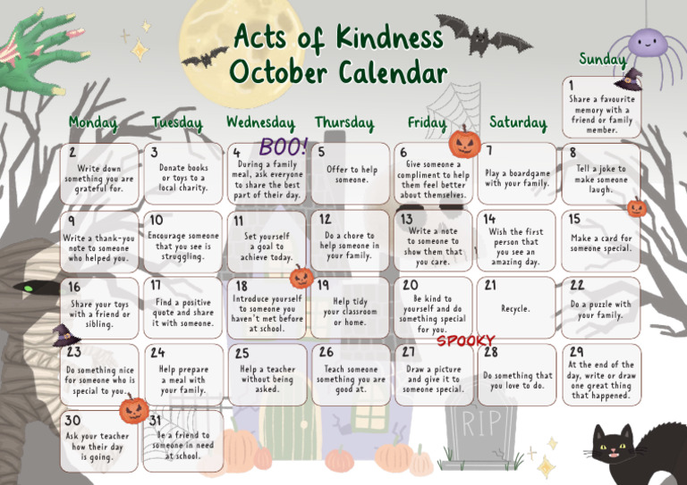 October Acts of Kindness Calendar | PDF