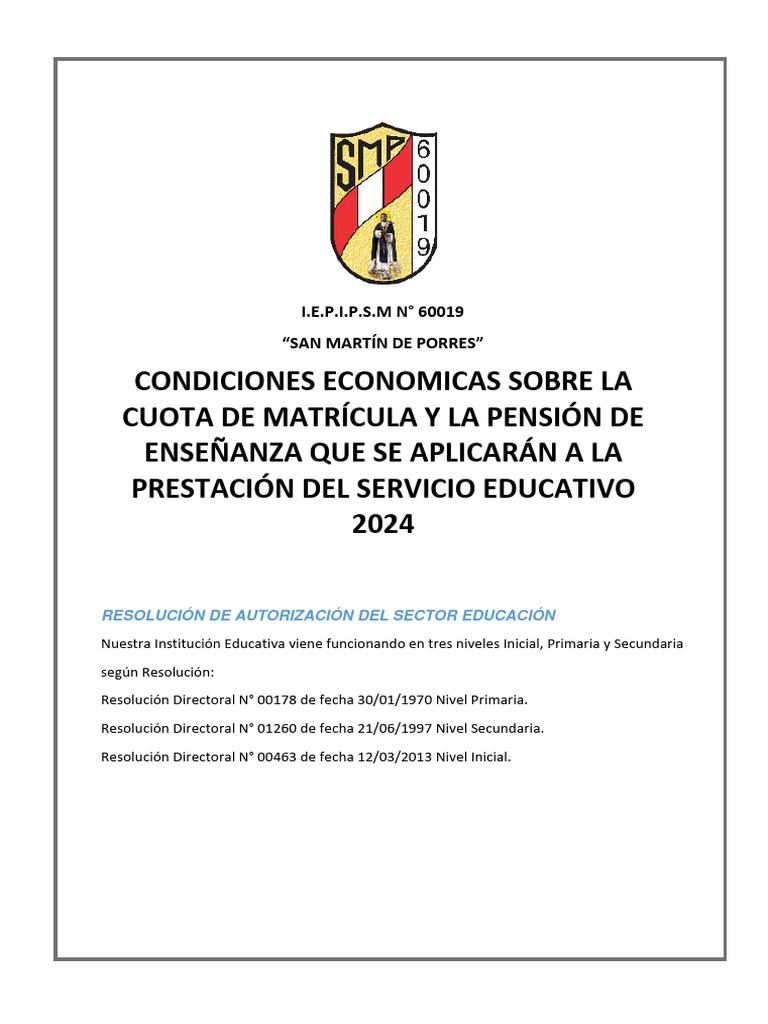 Condiciones-Economicas-2024-Smp Ugel | PDF
