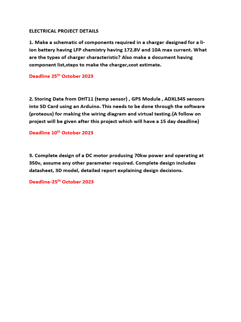 Electrical Project Details | PDF