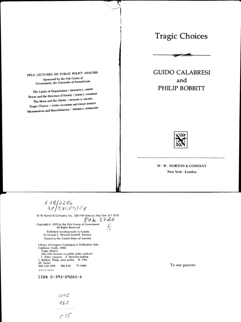 CALABRESI, Guido e BOBBIT, Philip, Tragic Choices | PDF