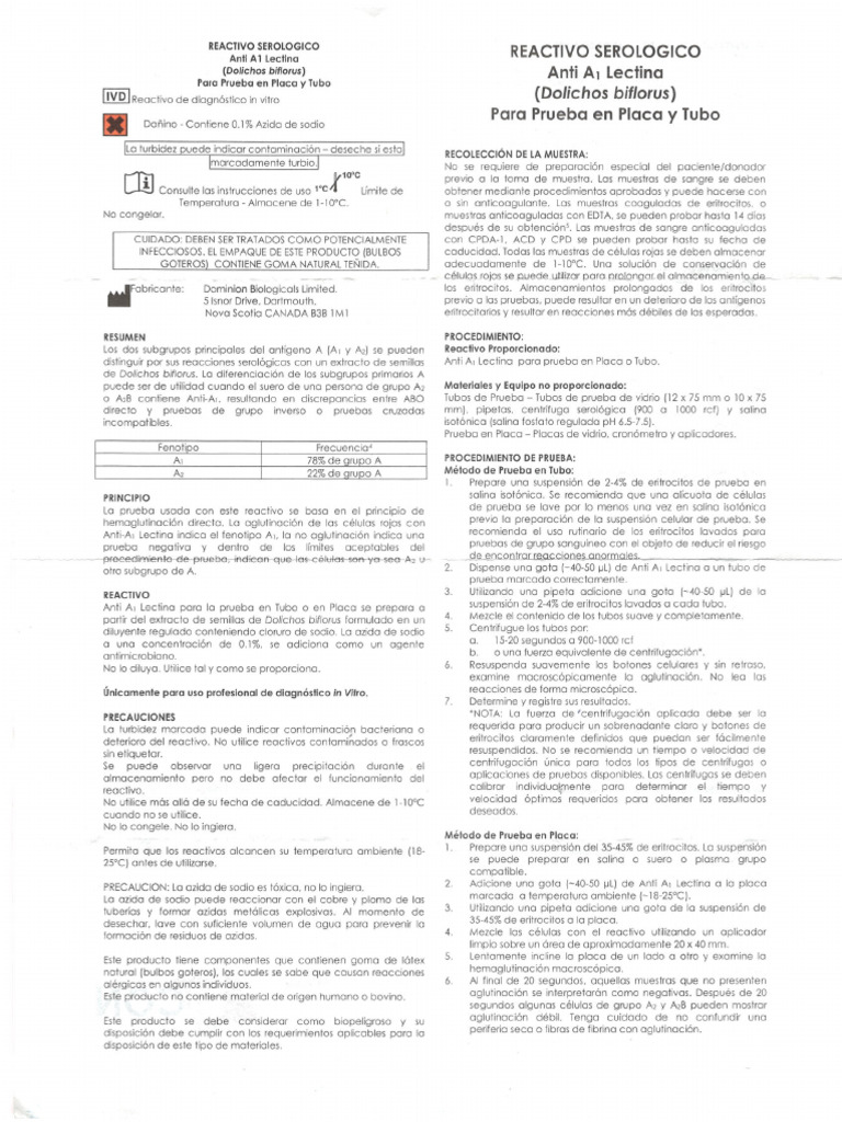 Anti A1 Lectina | PDF