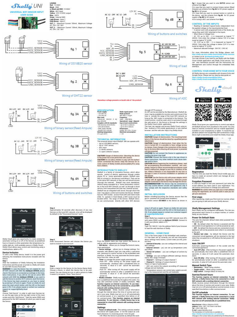 Shelly UNI User Guide | PDF | Wi Fi | Power Supply