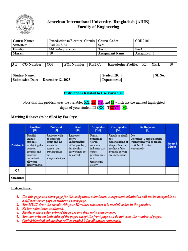 Final Assignment | PDF | Electrical Network | Electrical Engineering