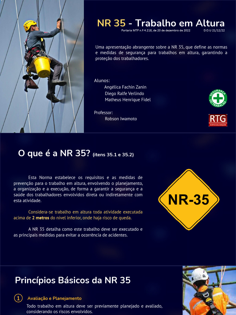 NR35 Trabalho Em Altura APRESENTACAO Modulo 2 Angelica,Diego,Matheus | PDF | Planejamento