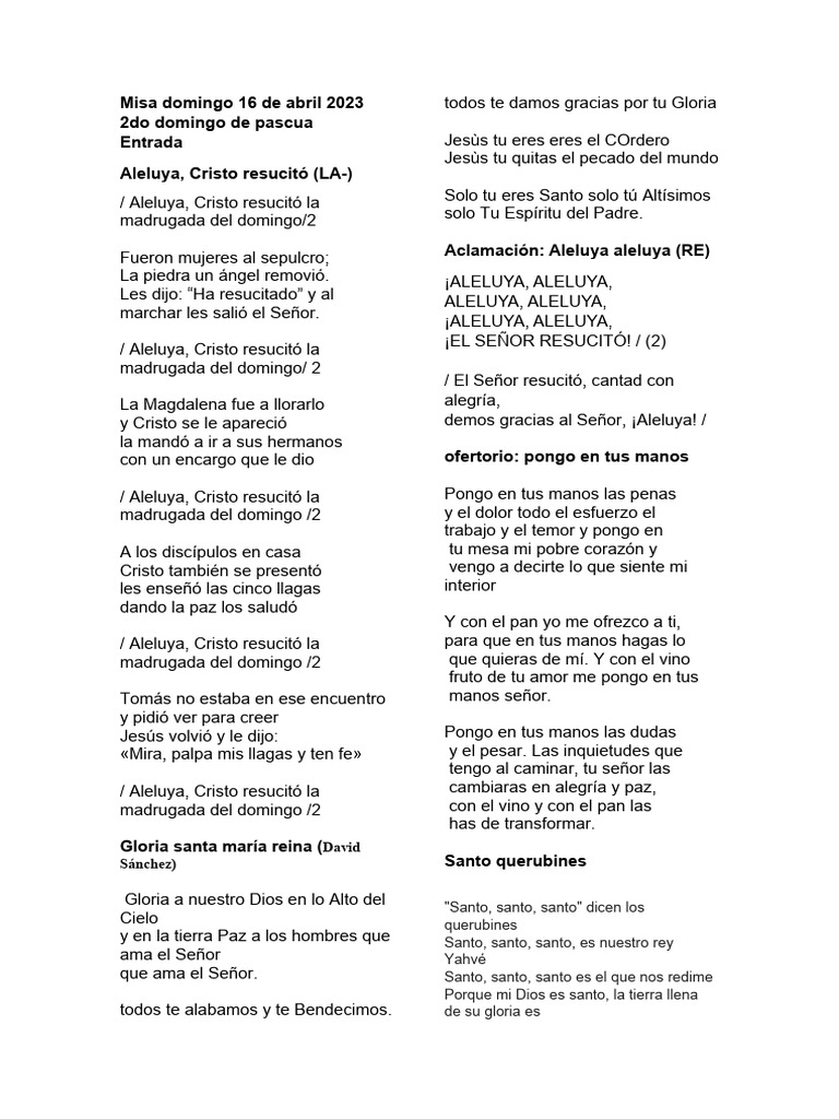 Misa de Pascua: Aleluya, Cristo Resucitó | PDF | Cristo (título) | Santo