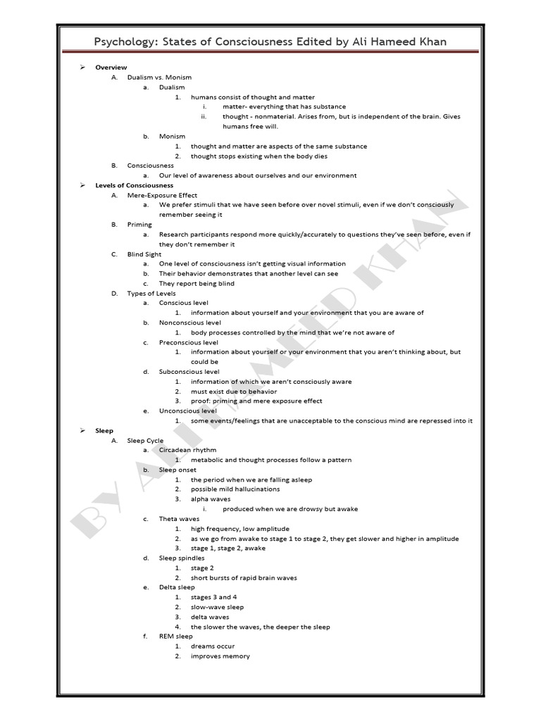 Chapter 5 States of Consciousness | PDF