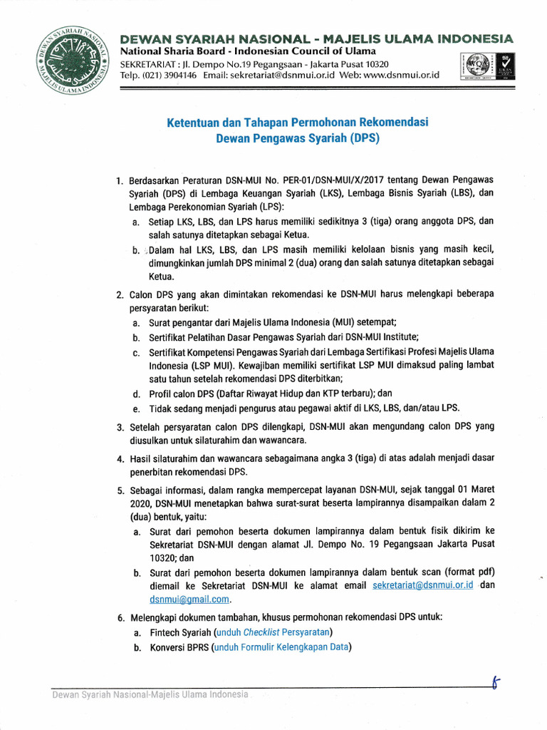 Ketentuan Dan Tahapan Permohonan Rekomendasi DPS | PDF