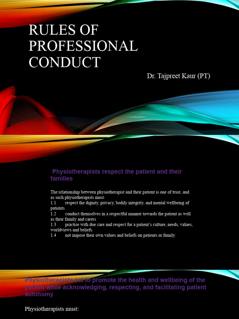 Rules of Professional Conduct | PDF | Physical Therapy | Autonomy