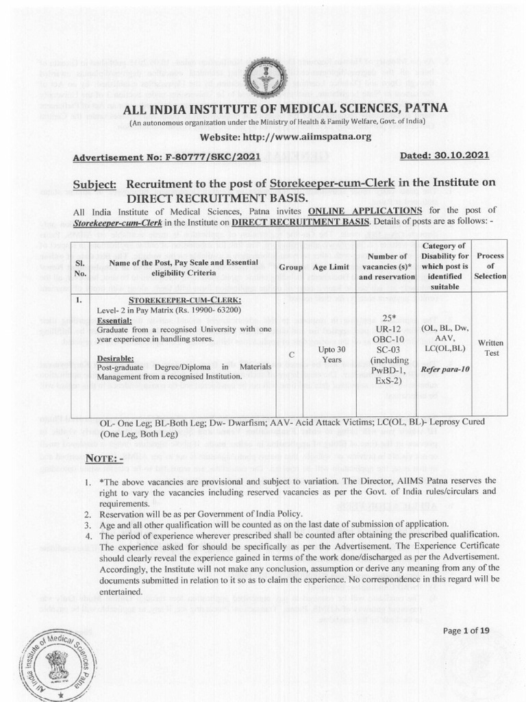 Storekeeper-cum-Clerk - 30 10 2021 | PDF