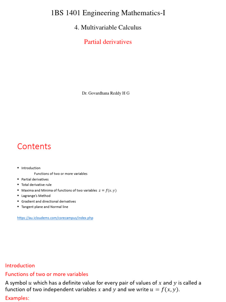 Multivariable Calculus | PDF | Derivative | Multivariable Calculus