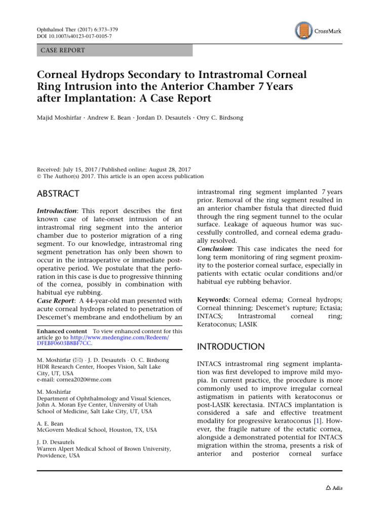 Atopic Dermatitis is a Risk Factor for Intracorneal Ring Segment ...
