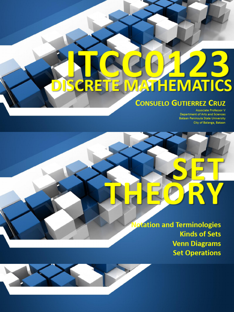 (1) Set Theory Part 1.pptx | PDF | Set (Mathematics) | Notation