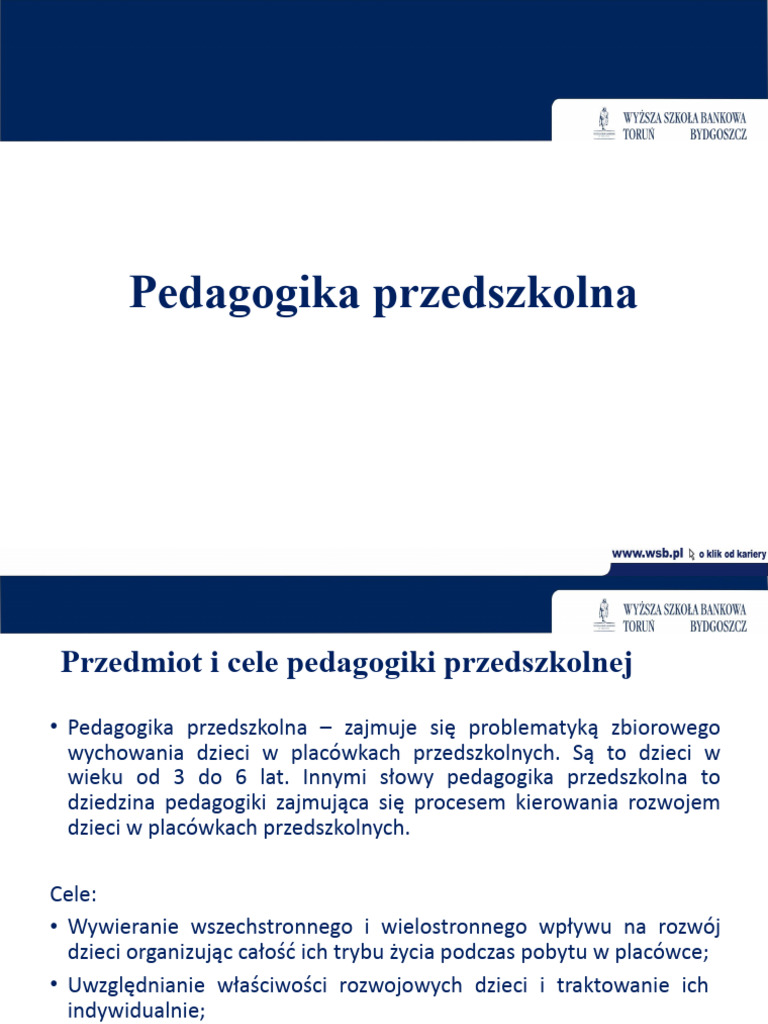Pedagogika Przedszkolna Wyk 2 | PDF