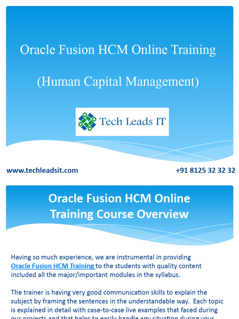 Oracle Fusion HCM Online Training Overview | PDF | Oracle Corporation ...