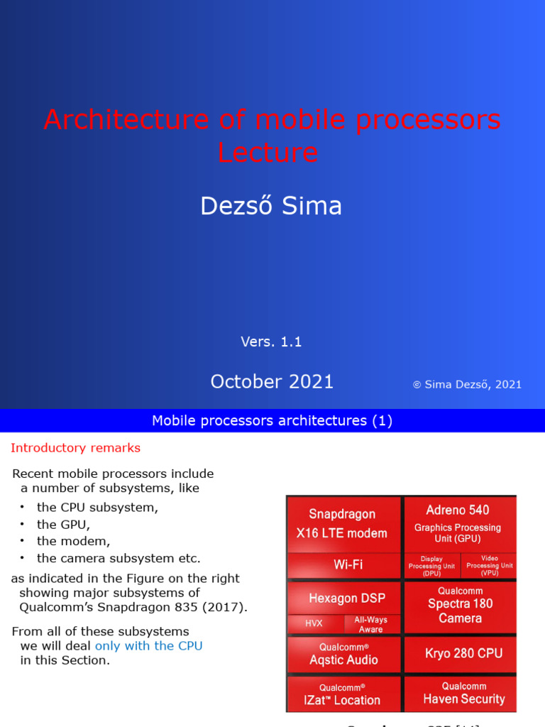 Mobile Proc. Arch. Lecture 2021-11-06 | PDF | Multi Core Processor ...