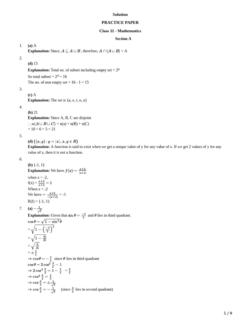 Solution | PDF | Inequality (Mathematics) | Elementary Mathematics