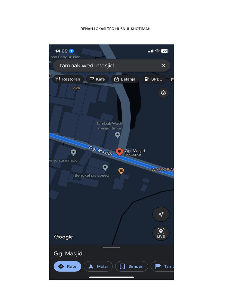 DENAH LOKASI TPQ Dalam Word | PDF