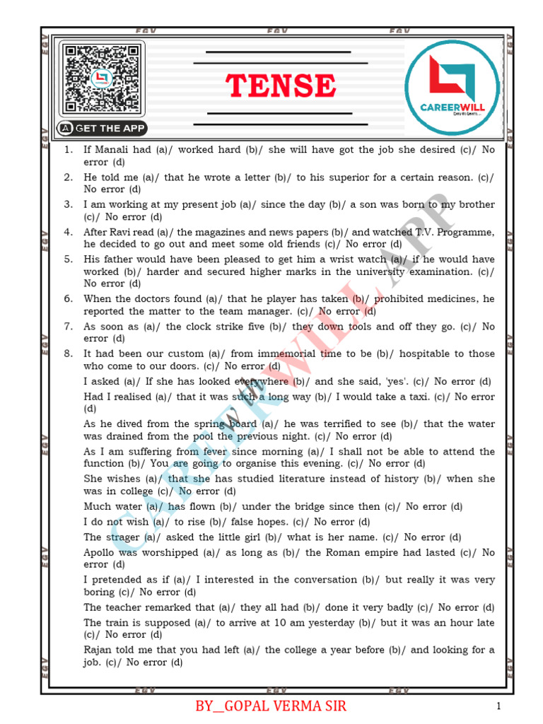 207576tense Level - 1234 - Crwill | PDF