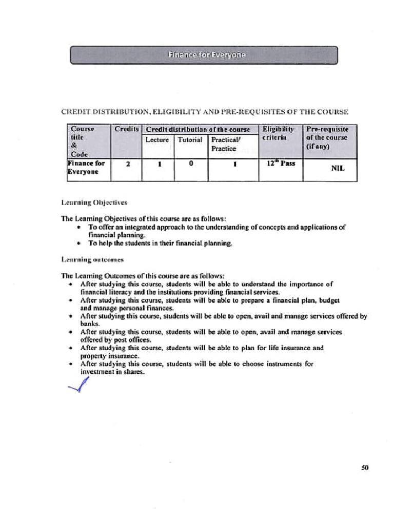 Finance - For - Everyone Syllabus - BMS 1 | PDF | Stocks | Banks