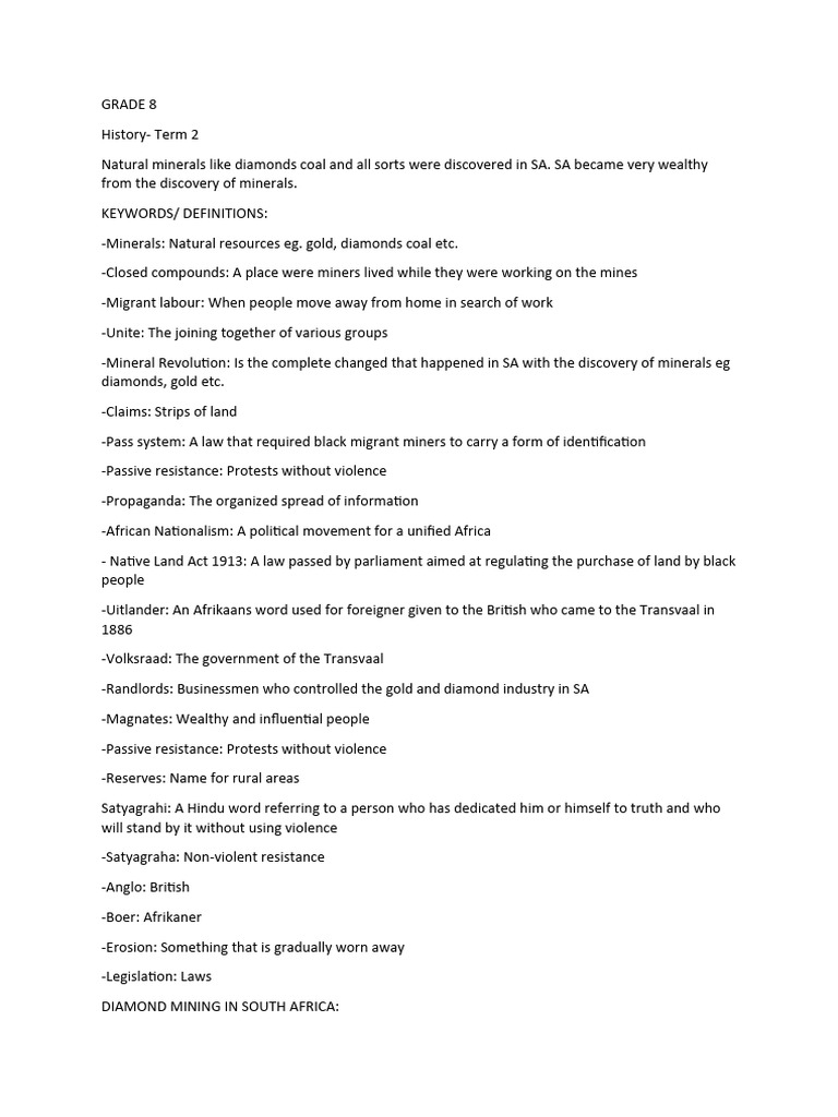 Grade 8 History Term 2 | PDF | Second Boer War | Zulu Kingdom