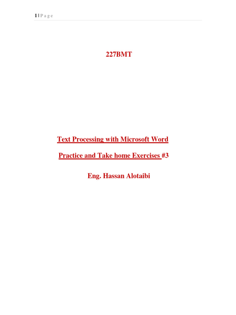 227bmt Hw#3 - Ms Word | PDF | Microsoft Word | Software