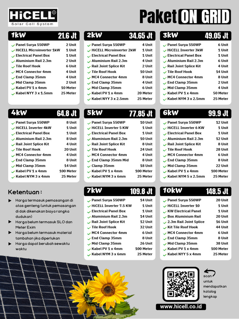 Pricelist Hicell Ongrid & Hybrid | PDF | Electricity | Nature