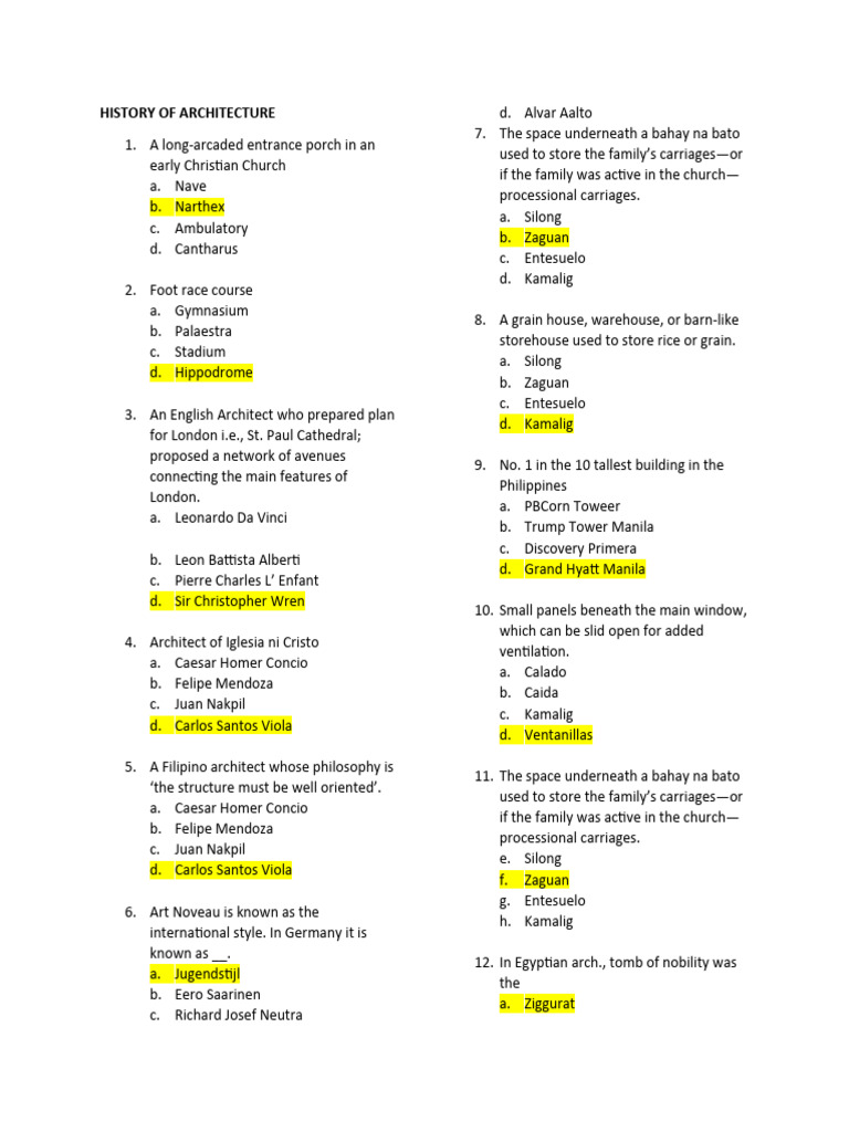 History of Architecture Review Guide | PDF | Column | Church (Building)