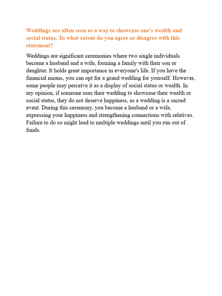 Weddings Are Often Seen As A Way To Showcase One | PDF